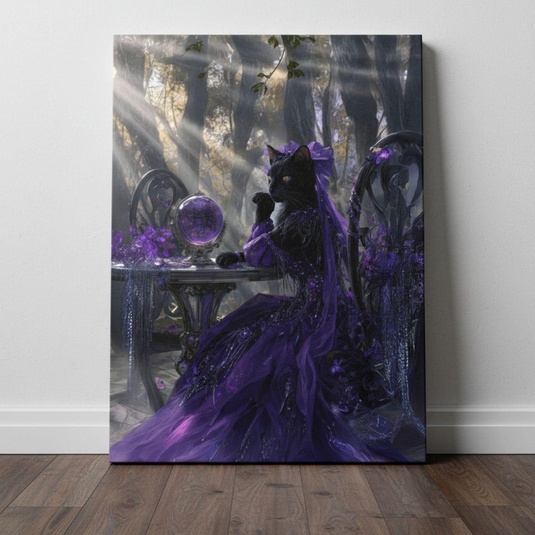 Mystic Black Cat Oracle – Witchy Cat Wall Art | Enchanted Fortune ...
