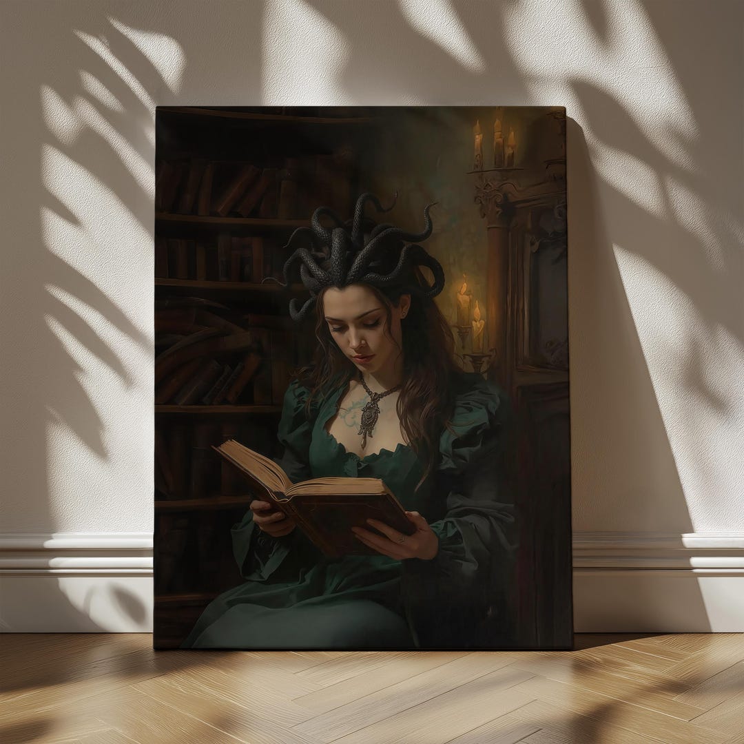 Dark Academia Wall Art | Medusa Library - Etsy