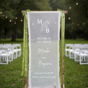 Custom Sheer Lace Wedding Sign, Personalization Romantic Sheer Welcome ...