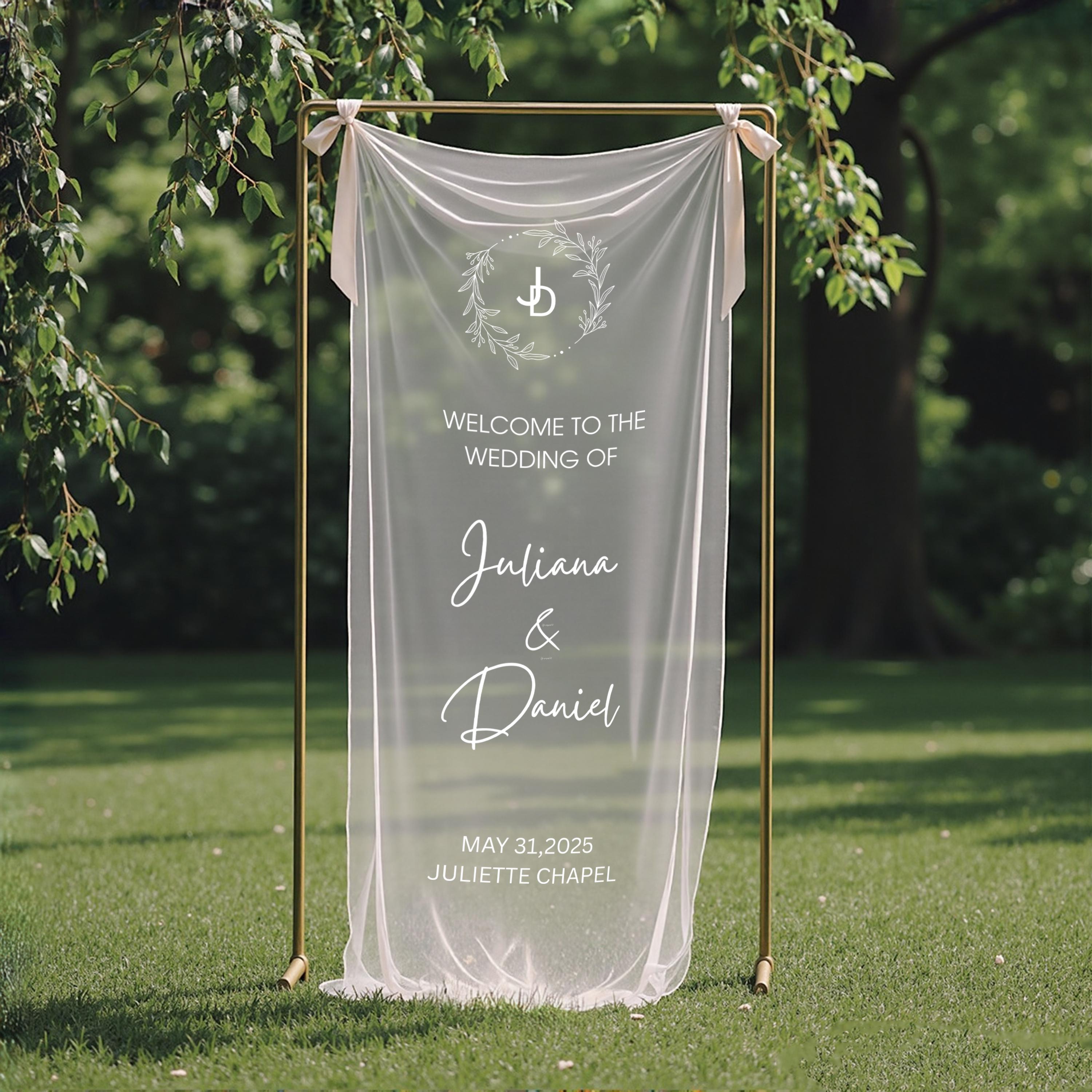 Custom Sheer Wedding Sign, Personalization Welcome Sign for Wedding ...