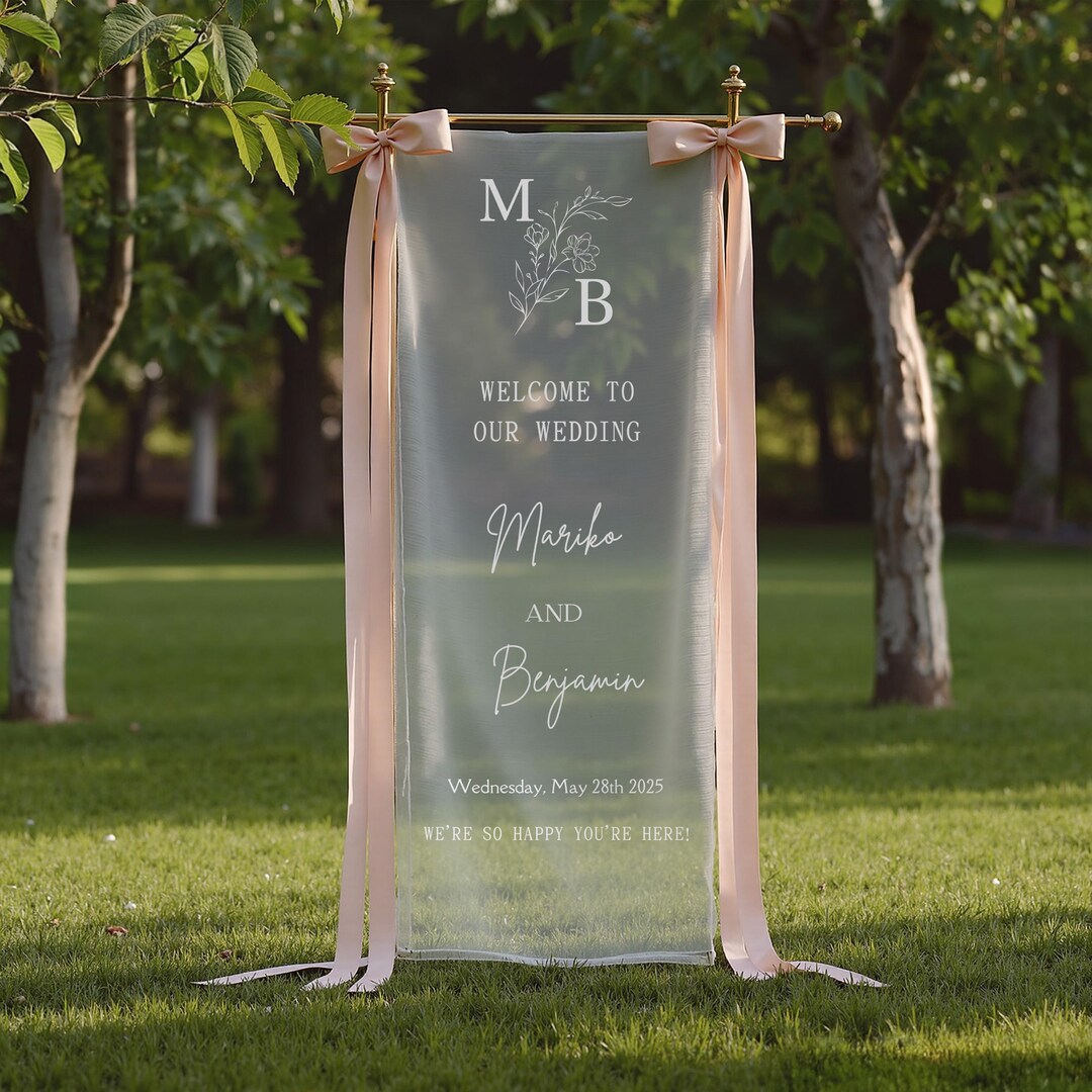 Custom Sheer Wedding Sign, Personalization Welcome Sign for Wedding ...