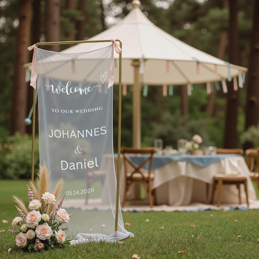 Personalization Sheer Wedding Sign, Custom Welcome Sign for Wedding ...