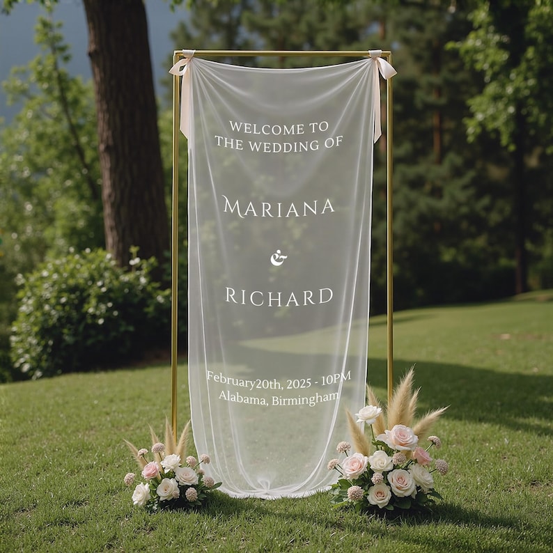 Custom Sheer Wedding Sign, Personalization Welcome Sign for Wedding ...