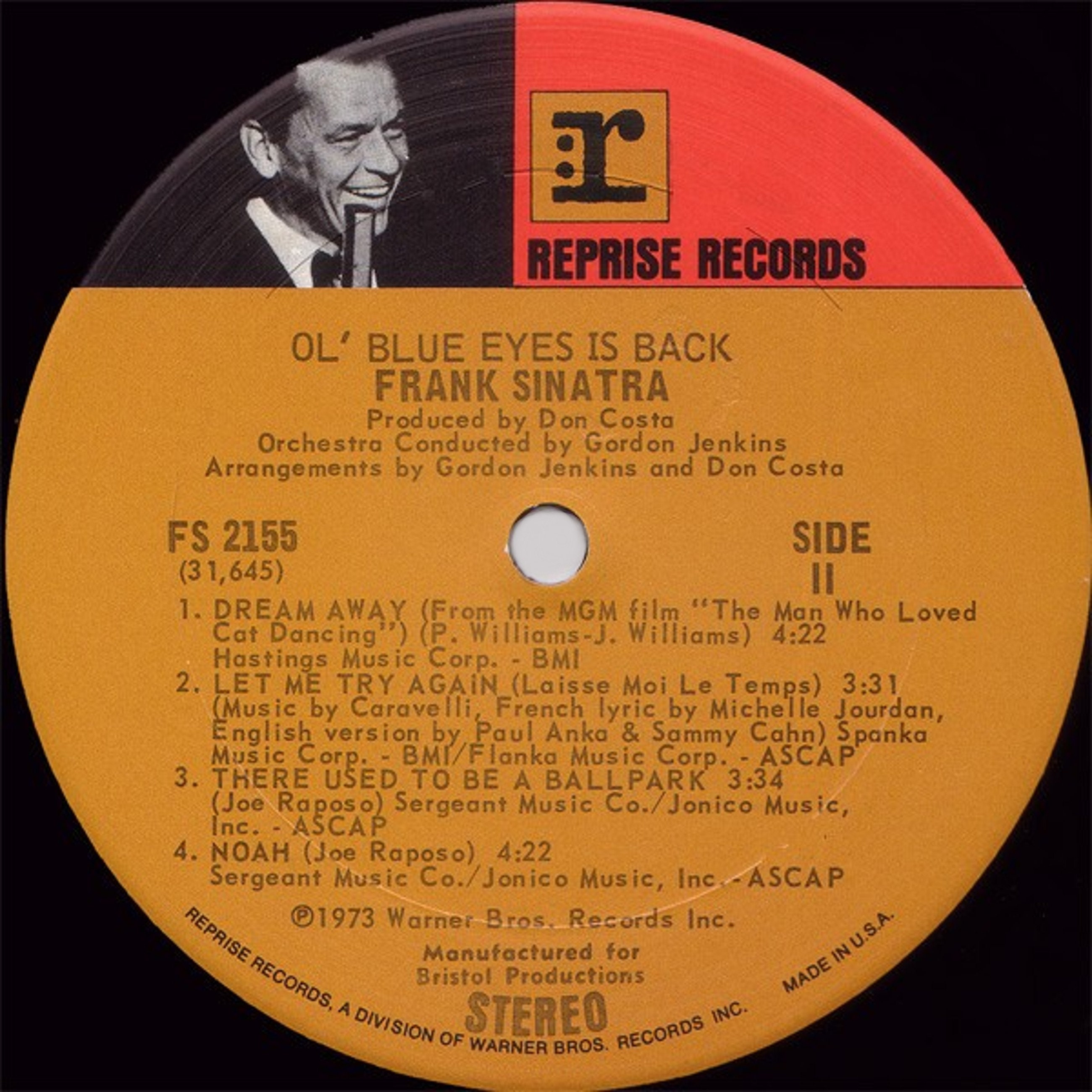 FRANK SINATRA • Ol' Blue Eyes is Back Vinyl LP • Reprise Records (1973 ...