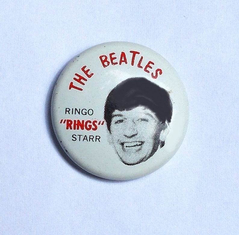 1964 Vintage Sel Taeb Ringo "rings" Starr Pin-back 3/4" Gun Machine ...