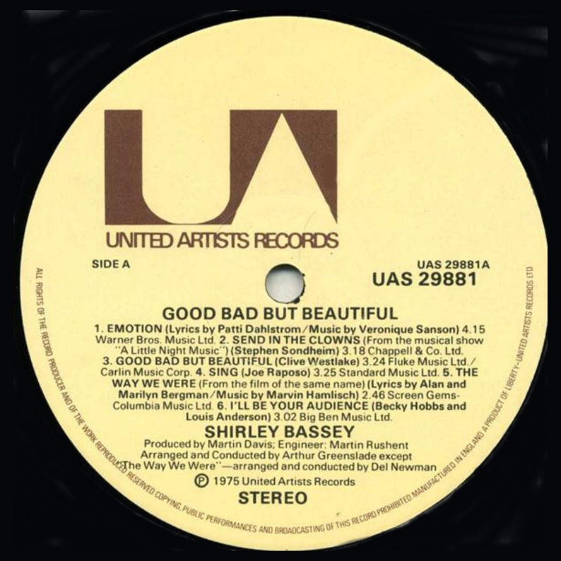 Vinyl Lp Shirley Bassey Good Bad But Beautiful United Etsy