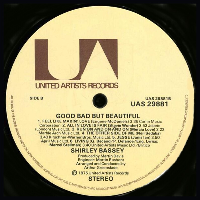 Vinyl Lp Shirley Bassey Good Bad But Beautiful United Etsy