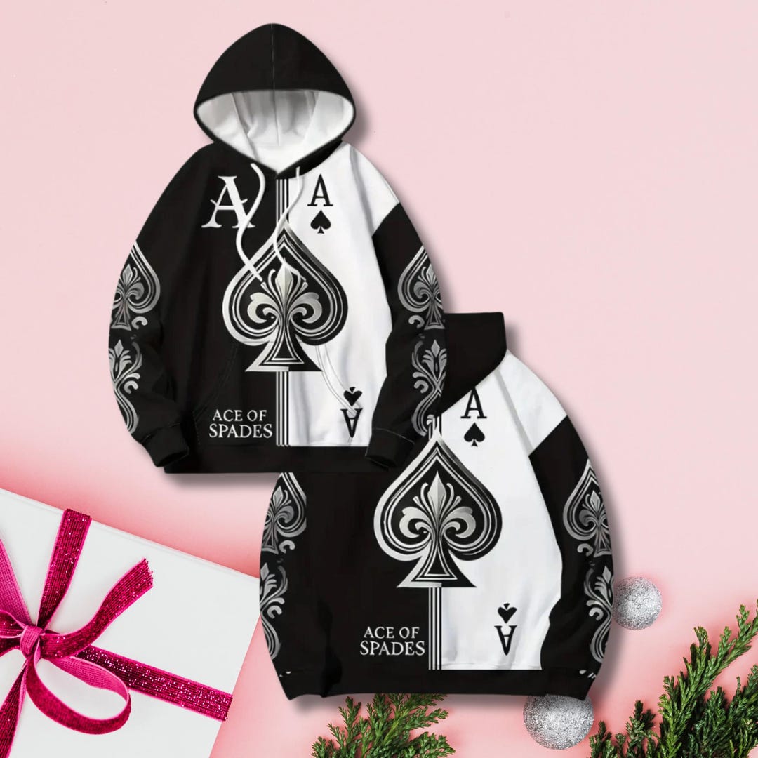 Ace of Spades Hoodie: Black & White Playing Card Pullover - Etsy