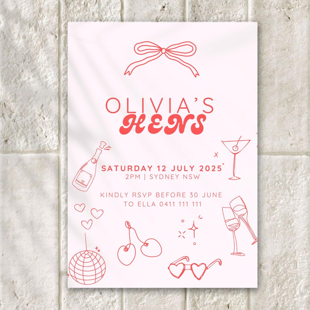 Personalised Hens Party Invitation Set - Stylish Printable Bachelorette ...