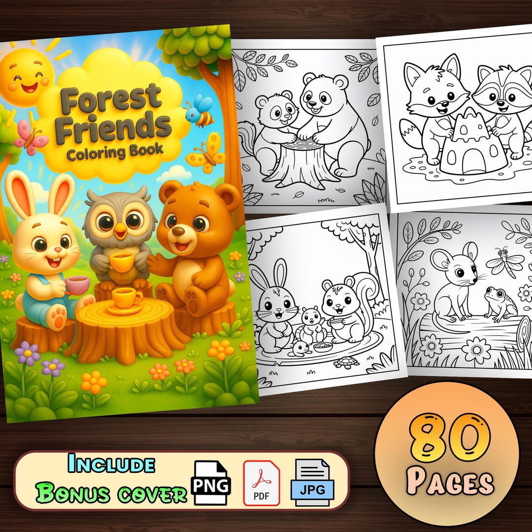 Cute Forest Animals Coloring Pages - (100 Pages) With Book Cover ...