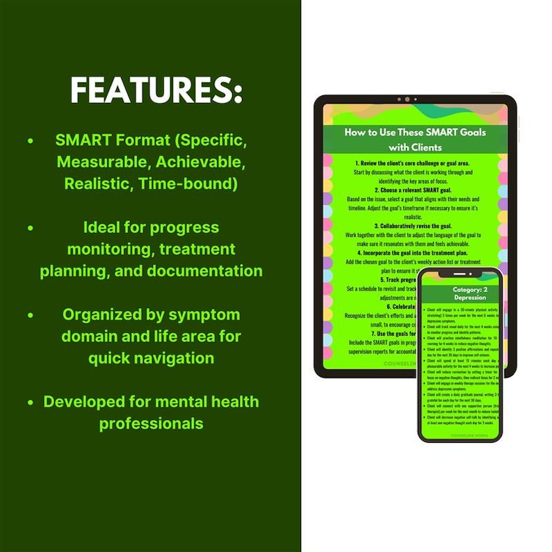 SMART Goals Therapy Guide | 400+ Mental Health Objectives (PDF) - Etsy