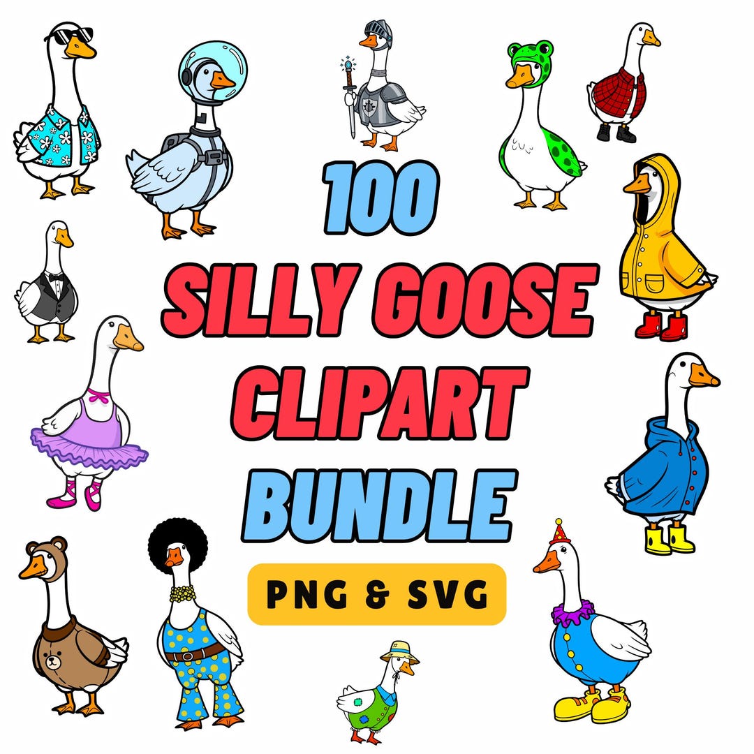 Silly Goose Clipart Bundle SVG PNG: Dress up Porch Decor Digital ...