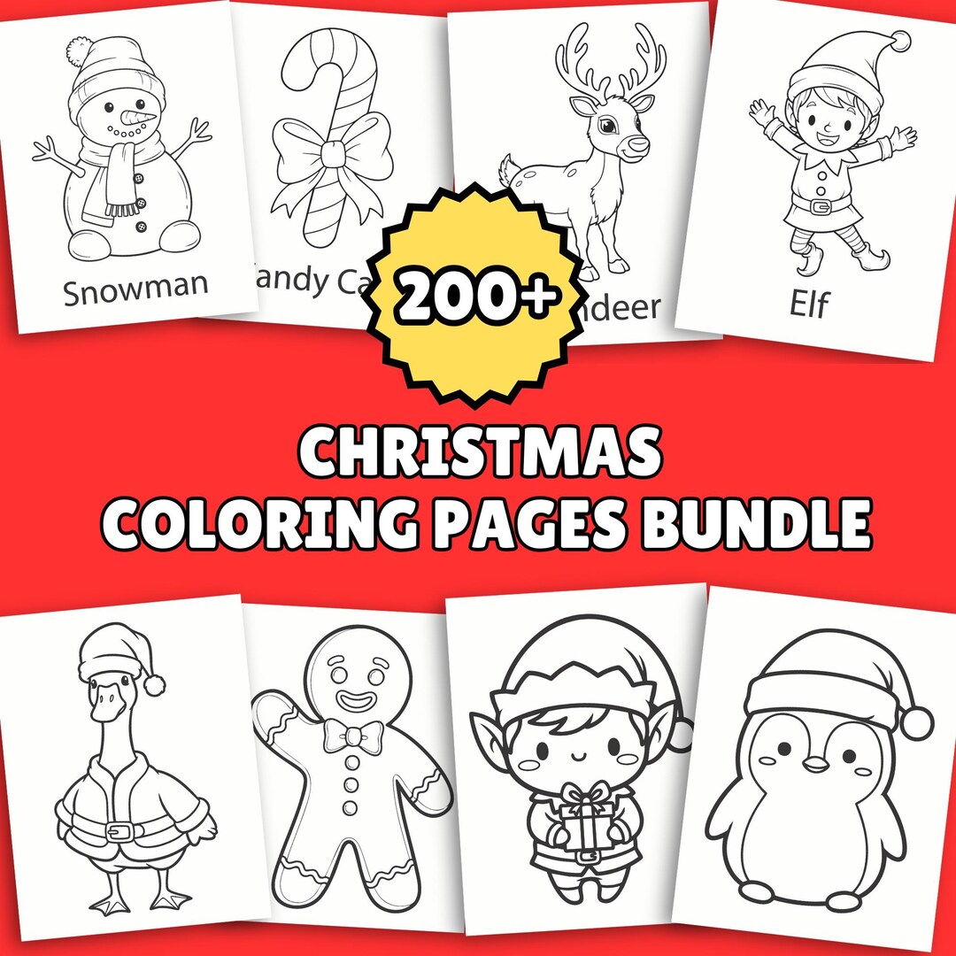Christmas Coloring Pages Bundle for Kids (printable PDF) - Etsy