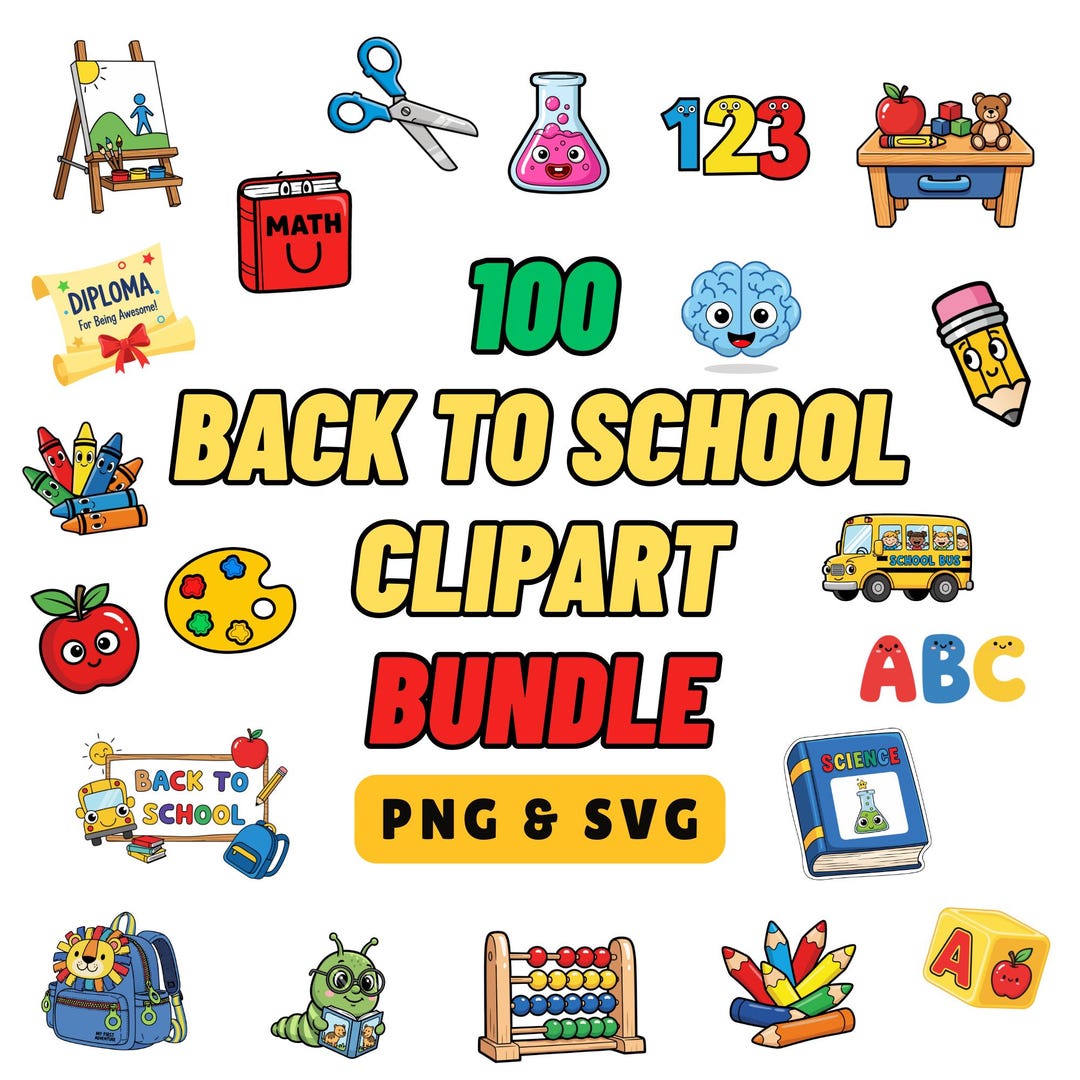 Back to School Classroom Clipart School Supplies Clipart Set Art ...