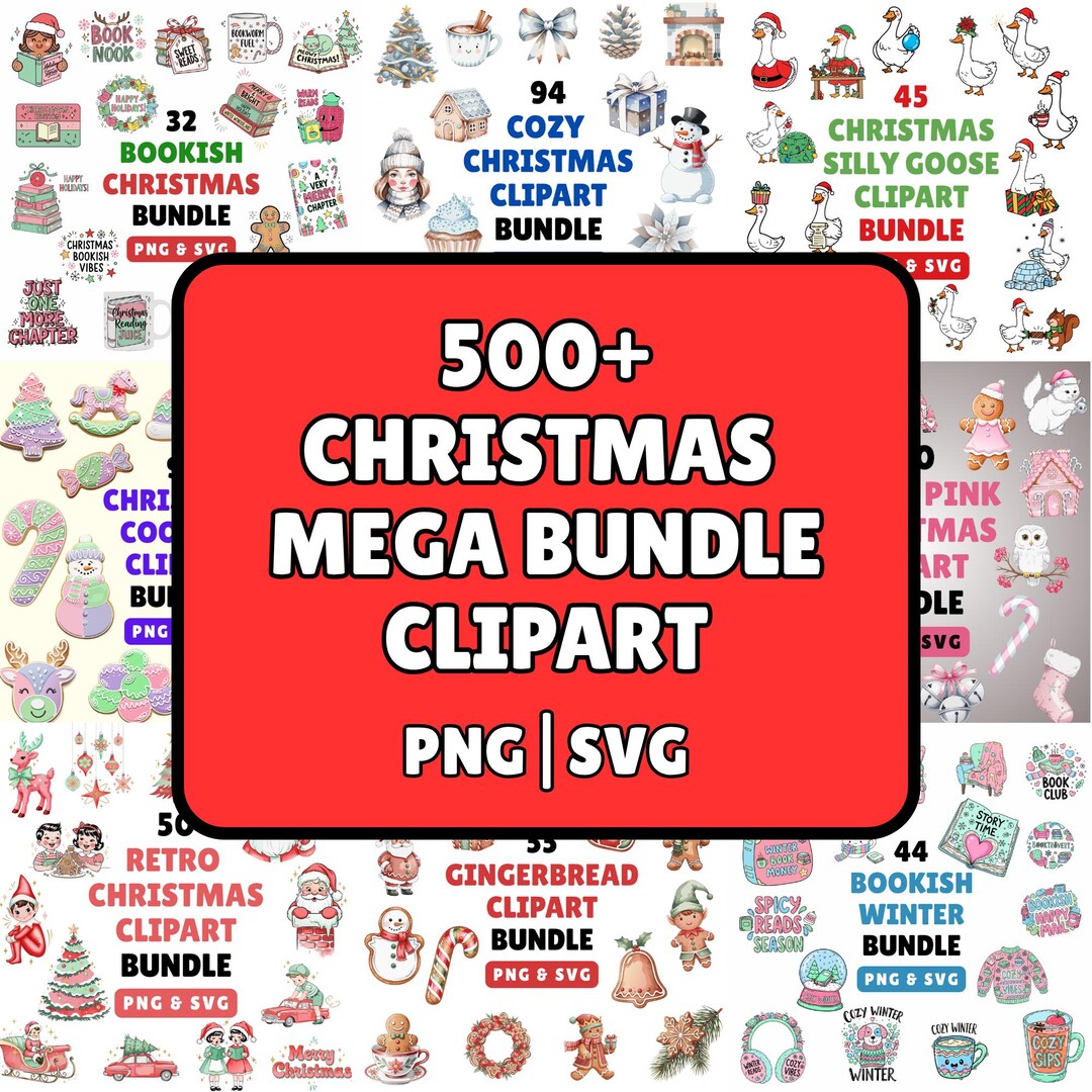 Christmas Clipart Mega Bundle | Holiday Cozy, Retro, Santa - Etsy UK
