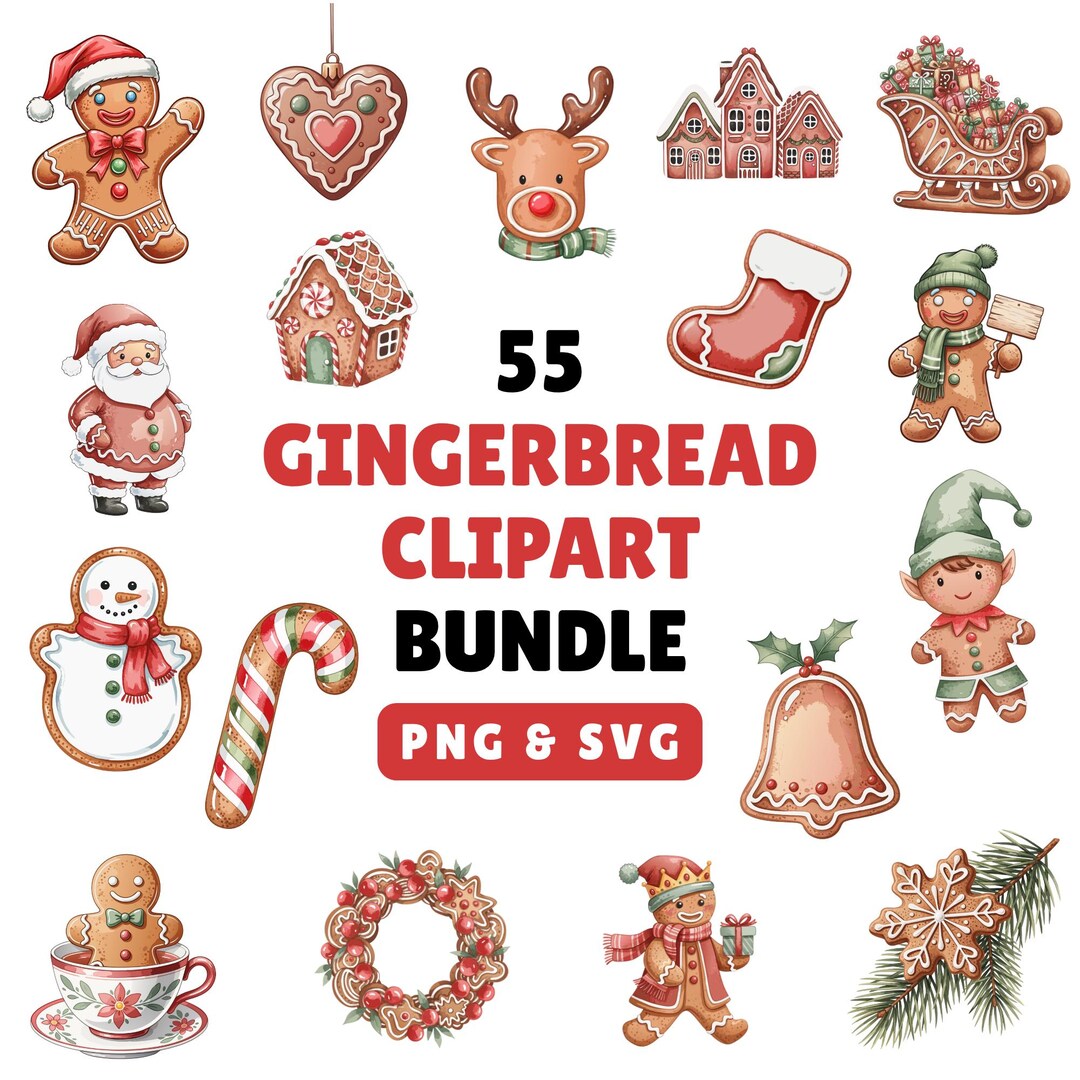 Watercolor Gingerbread Clipart | Holiday Christmas Cookie SVG PNG ...