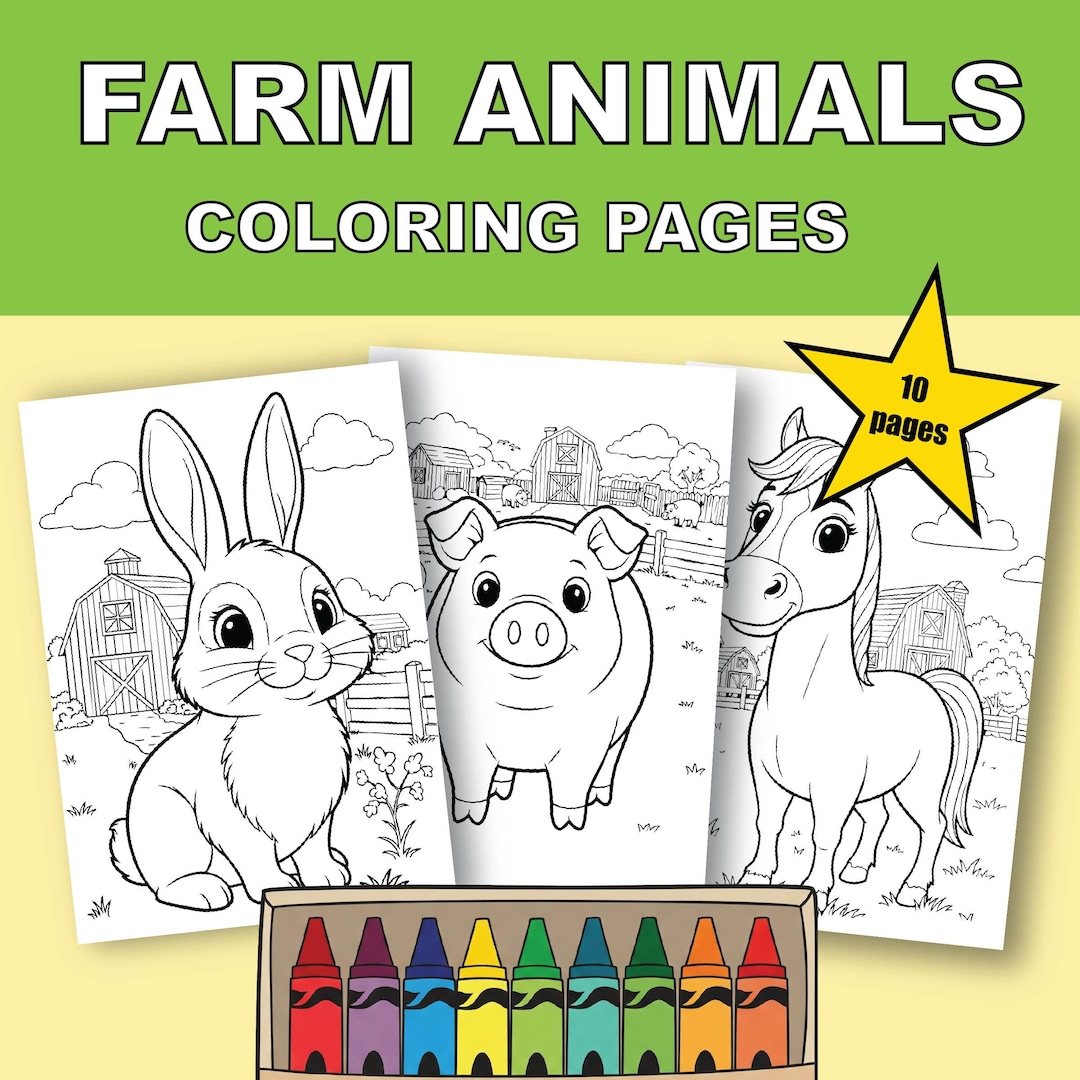 Printable Farm Animal Coloring Book | Homeschool Preschool Activity - Etsy