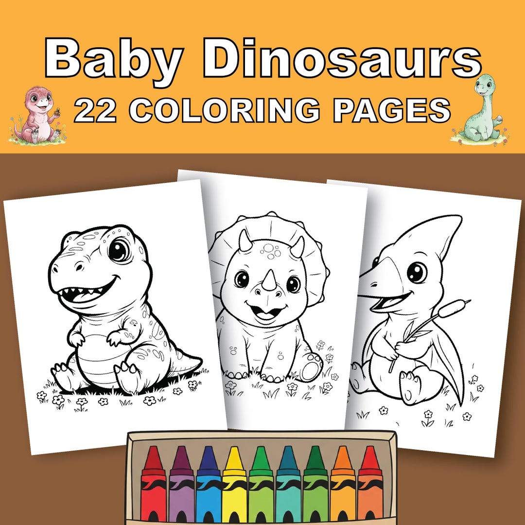 22 Printable Baby Dinosaur Coloring Pages Kids Toddler Preschool ...