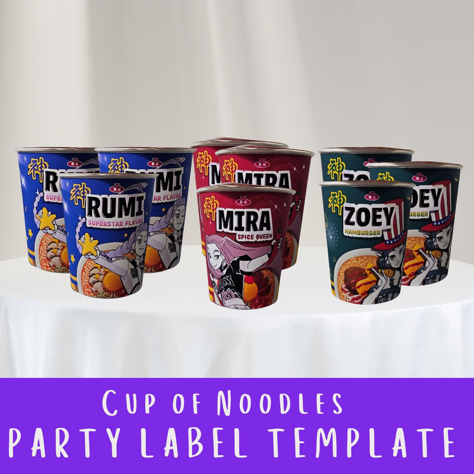 Custom Ramen Cup Label Template | Kpop Demon Hunters Inspired (canva ...