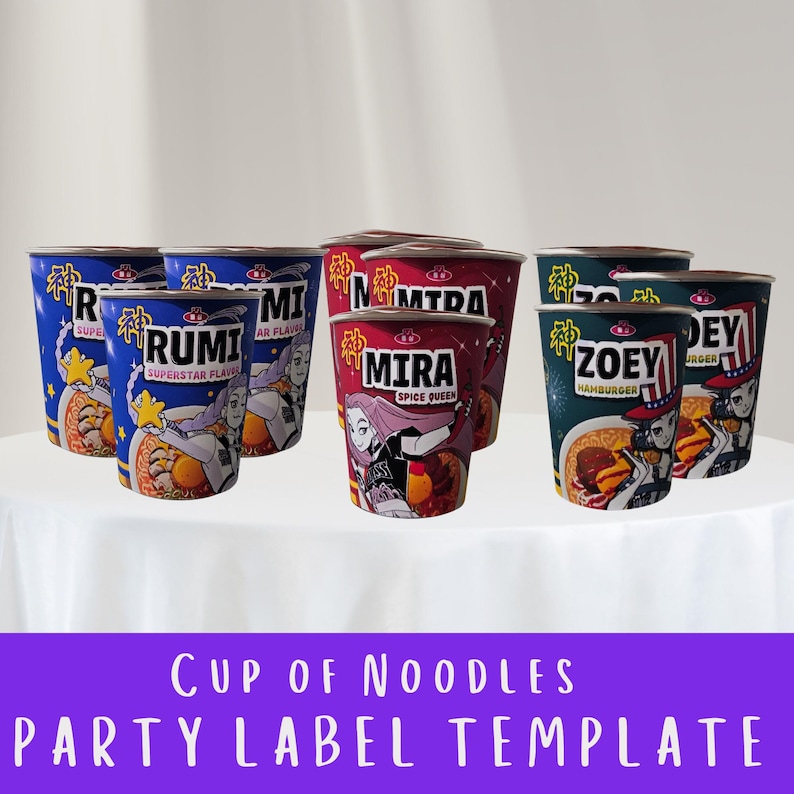 Editable Ramen Cup Label | Custom Noodle Wrapper Canva Template | Cup ...