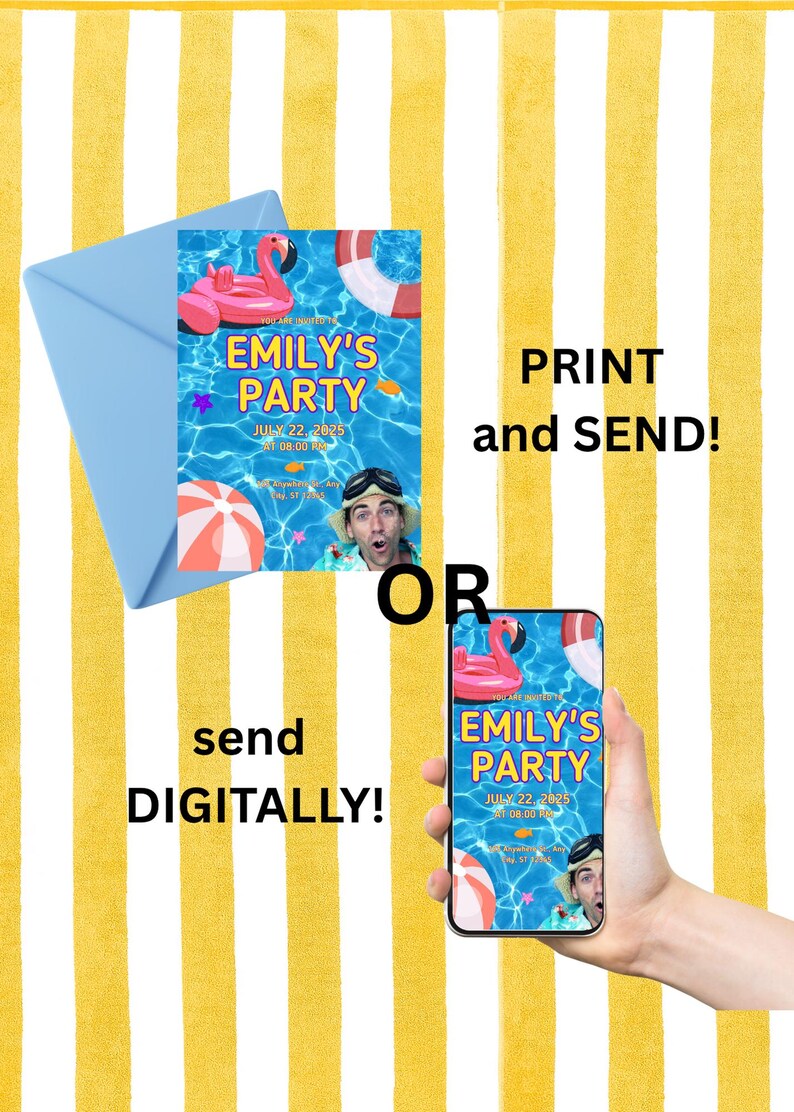 Pool Party Invitation | Danny Go Inspired Birthday Invite | Editable ...