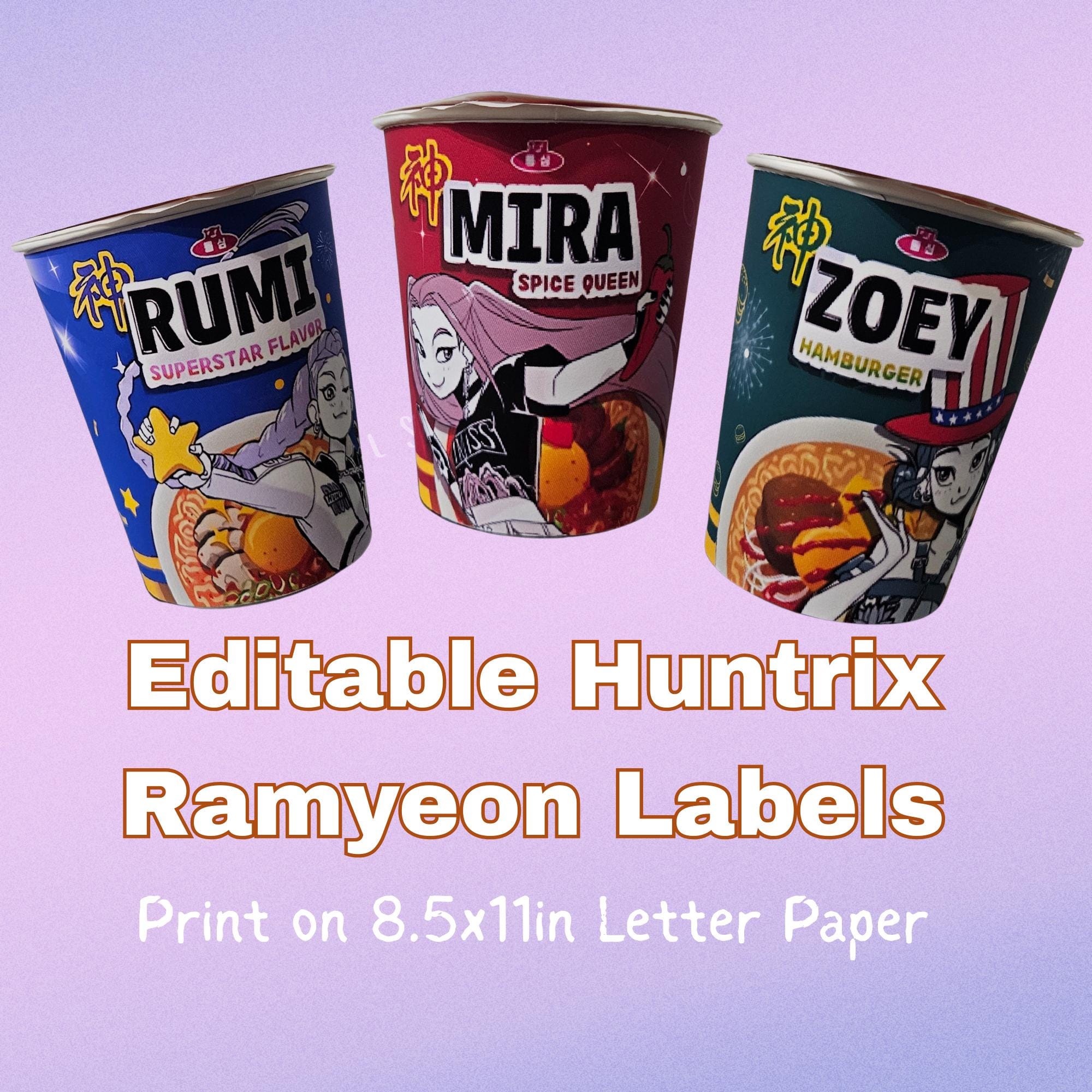 Custom Ramen Cup Label Template | Kpop Demon Hunters Inspired (canva ...