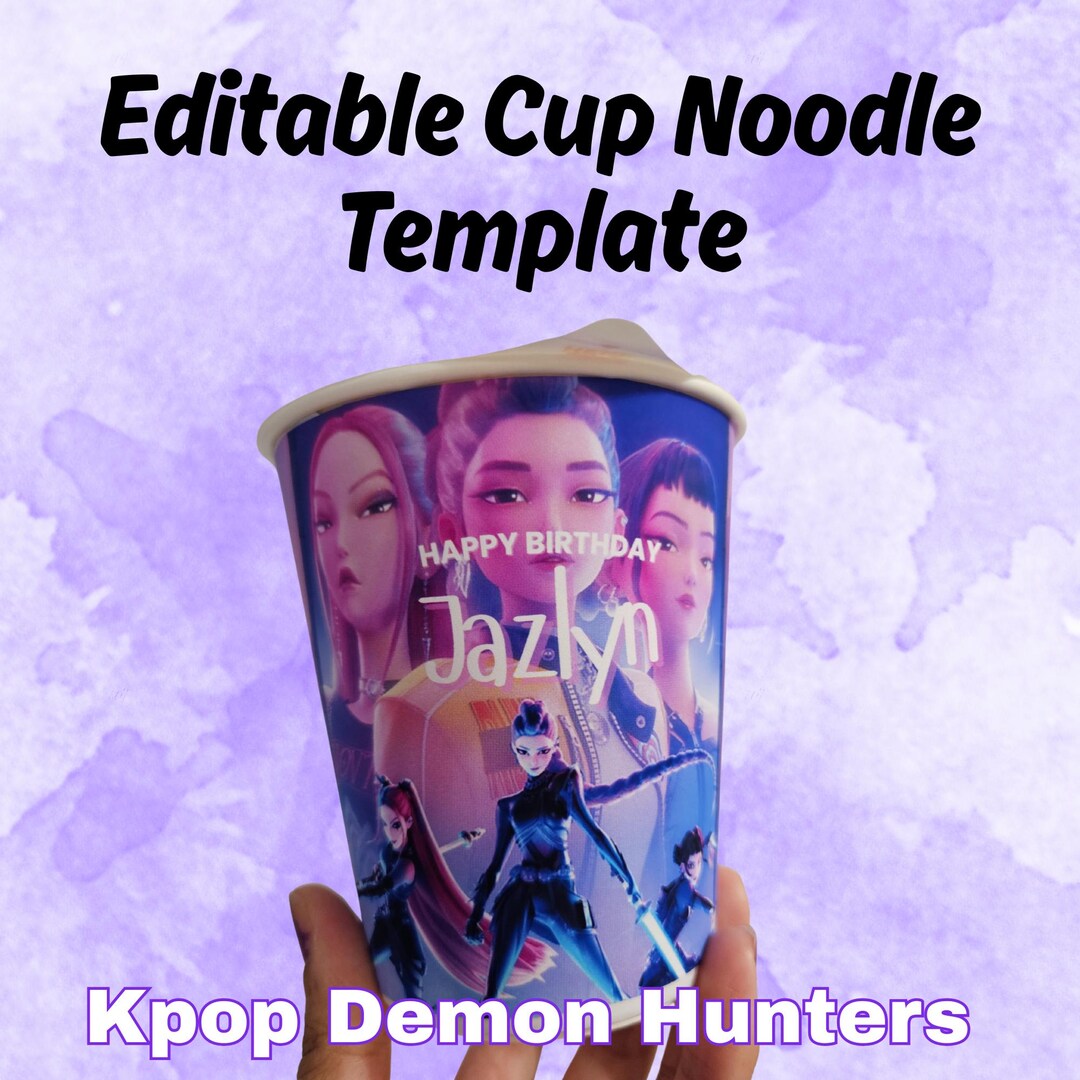 Huntrix Kpop Demon Hunter Cup Noodle Label Template (digital Download ...