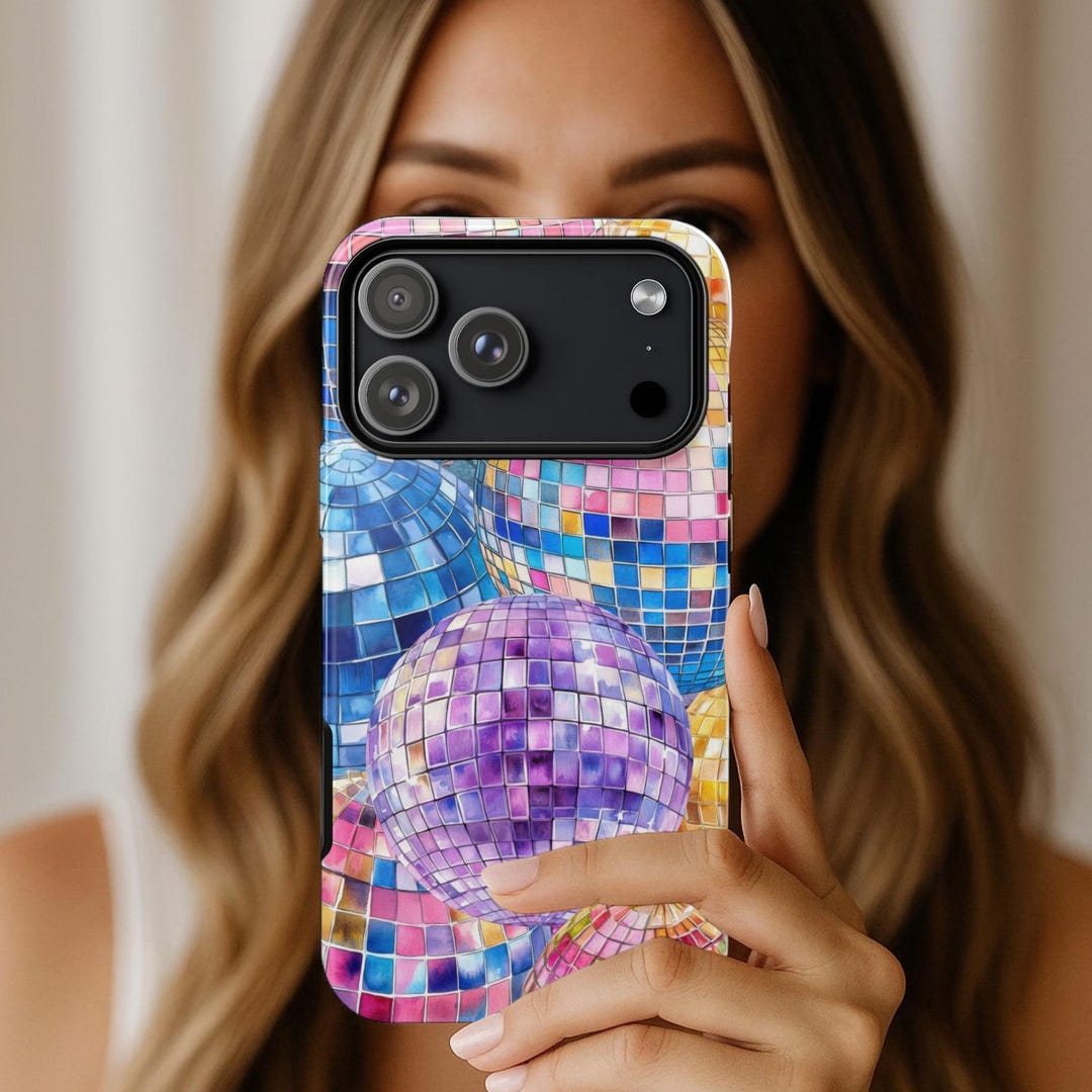 Mirrorball Hot Pink Purple MOSAIC Phone Case, Disco Print, Girl Social ...