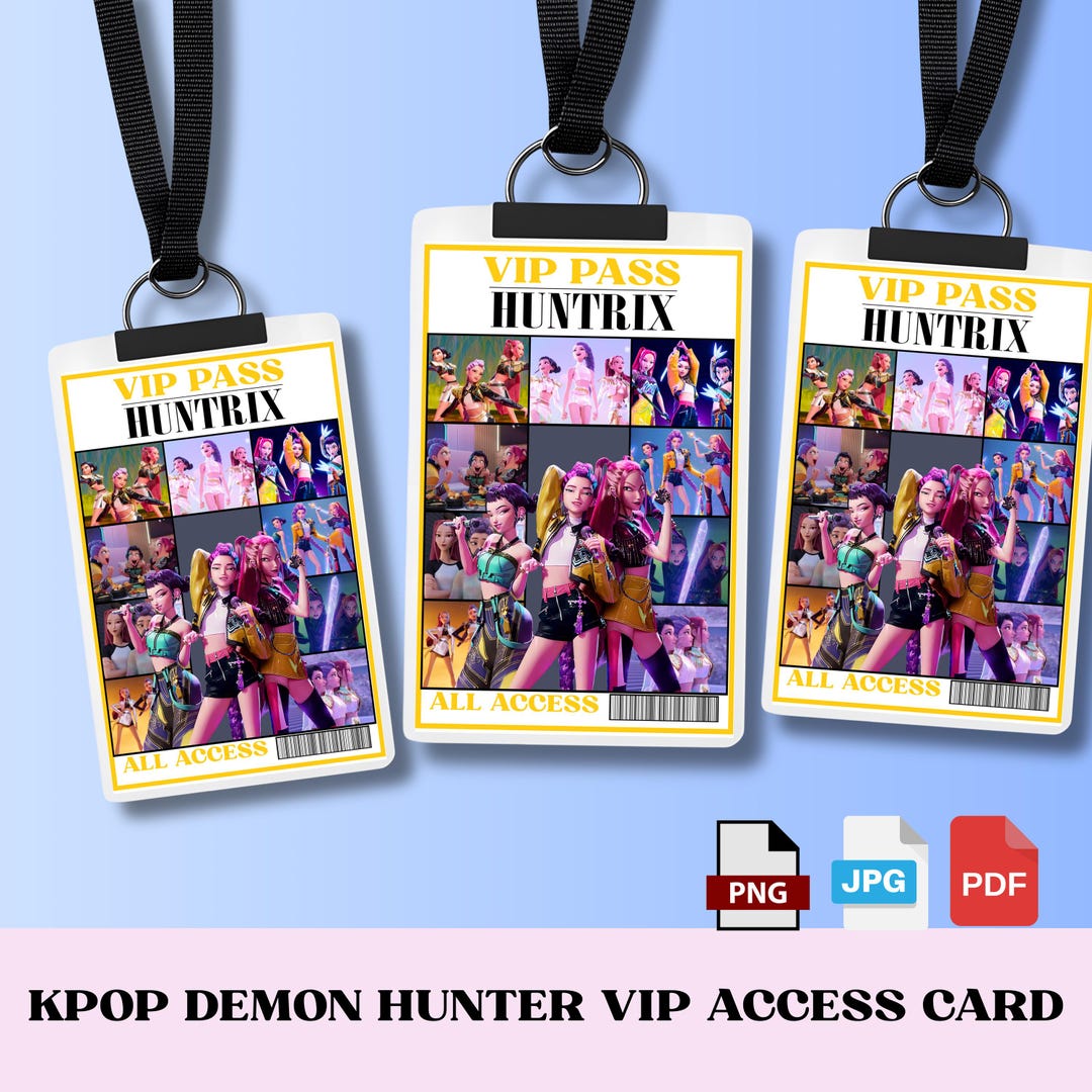 Kpop Huntrix VIP Pass Set, Rumi, Zoey & Mira Kpop Demon Hunters ID ...
