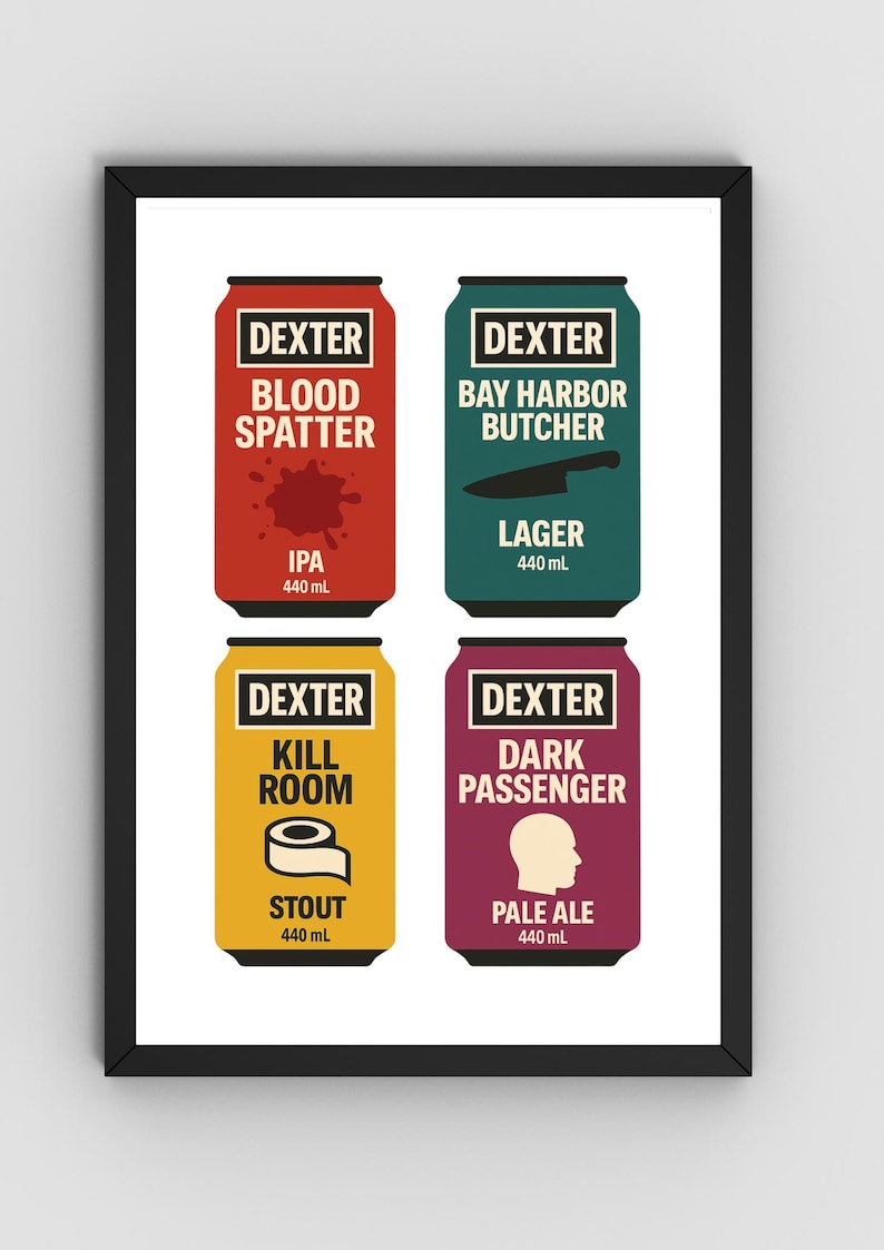 Dexter Beer Can Art Print: 4-in-1 TV Show Poster (A4 Size) - Etsy