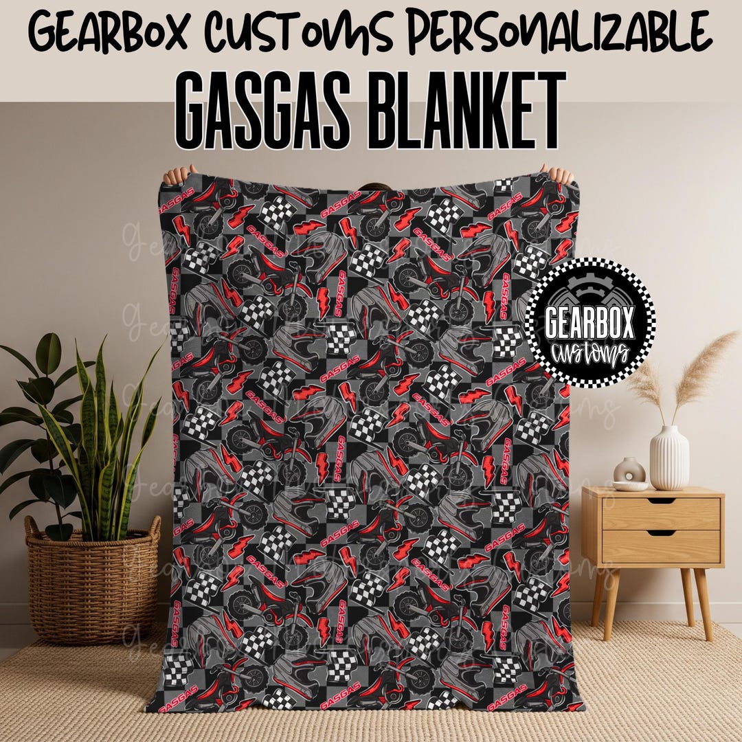 Personalized Gas Red Dirt Bike Blanket, Motocross Racing Blanket, Dirt ...