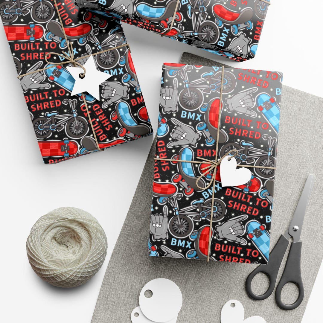 BMX Racing Wrapping Paper, Gift Wrap, Teenager Birthday, Christmas Gift ...