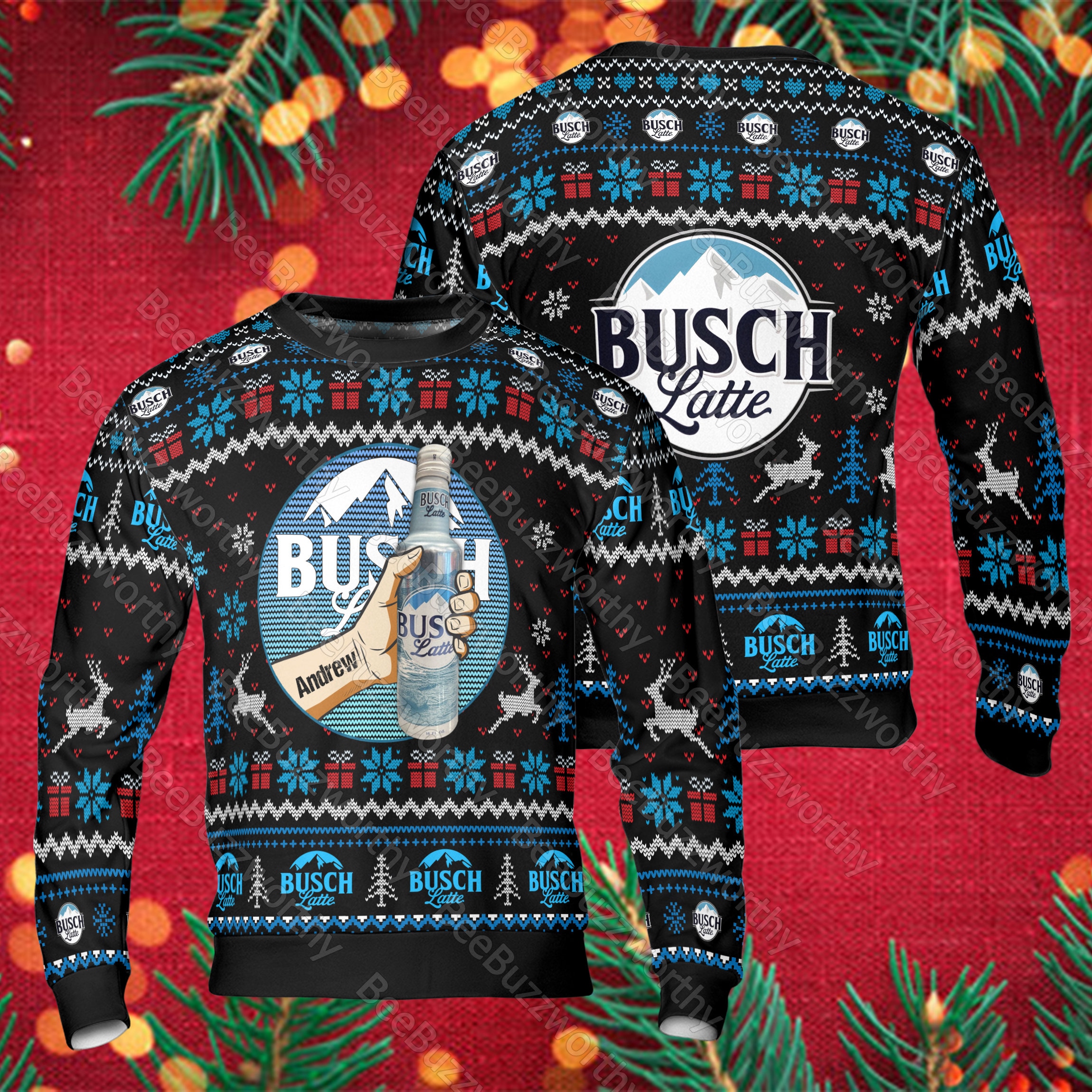 Personalized Busch Latte Unisex Ugly Sweaters, Busch Latte Unisex ...