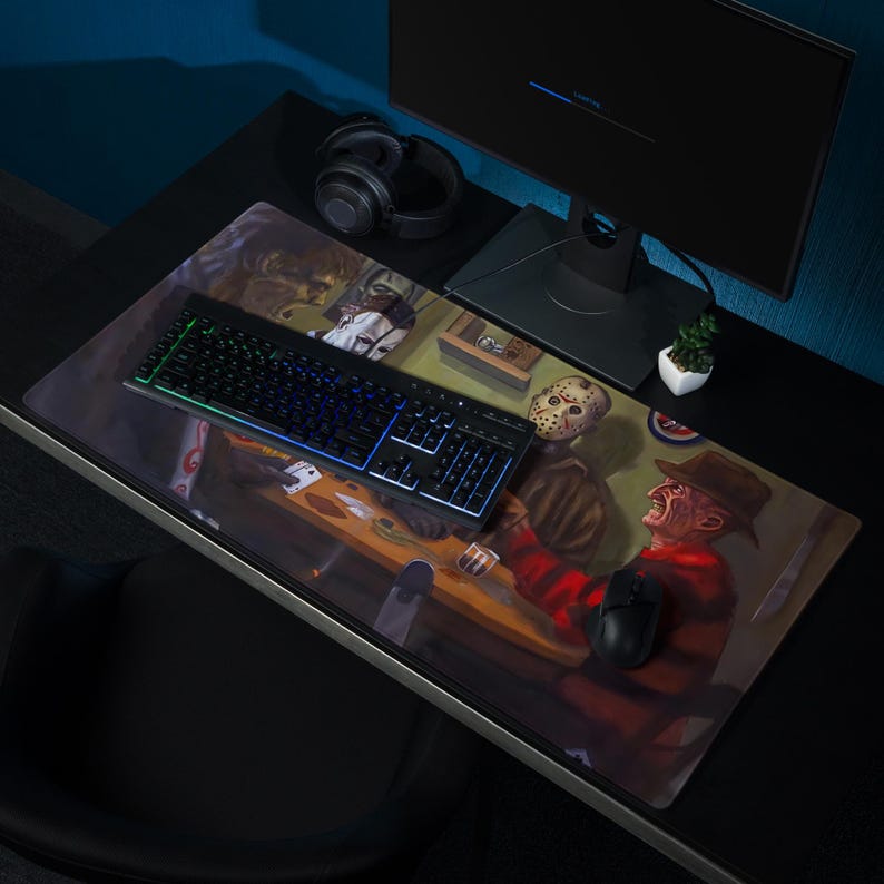 Horror Slasher Poker Mouse Pad, Freddy Vs Jason, Gamer Desk Mat - Etsy