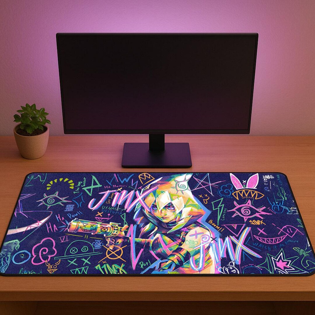 Jinx Arcane Mouse Pad: League of Legends Fan Art Gaming Desk Mat - Etsy