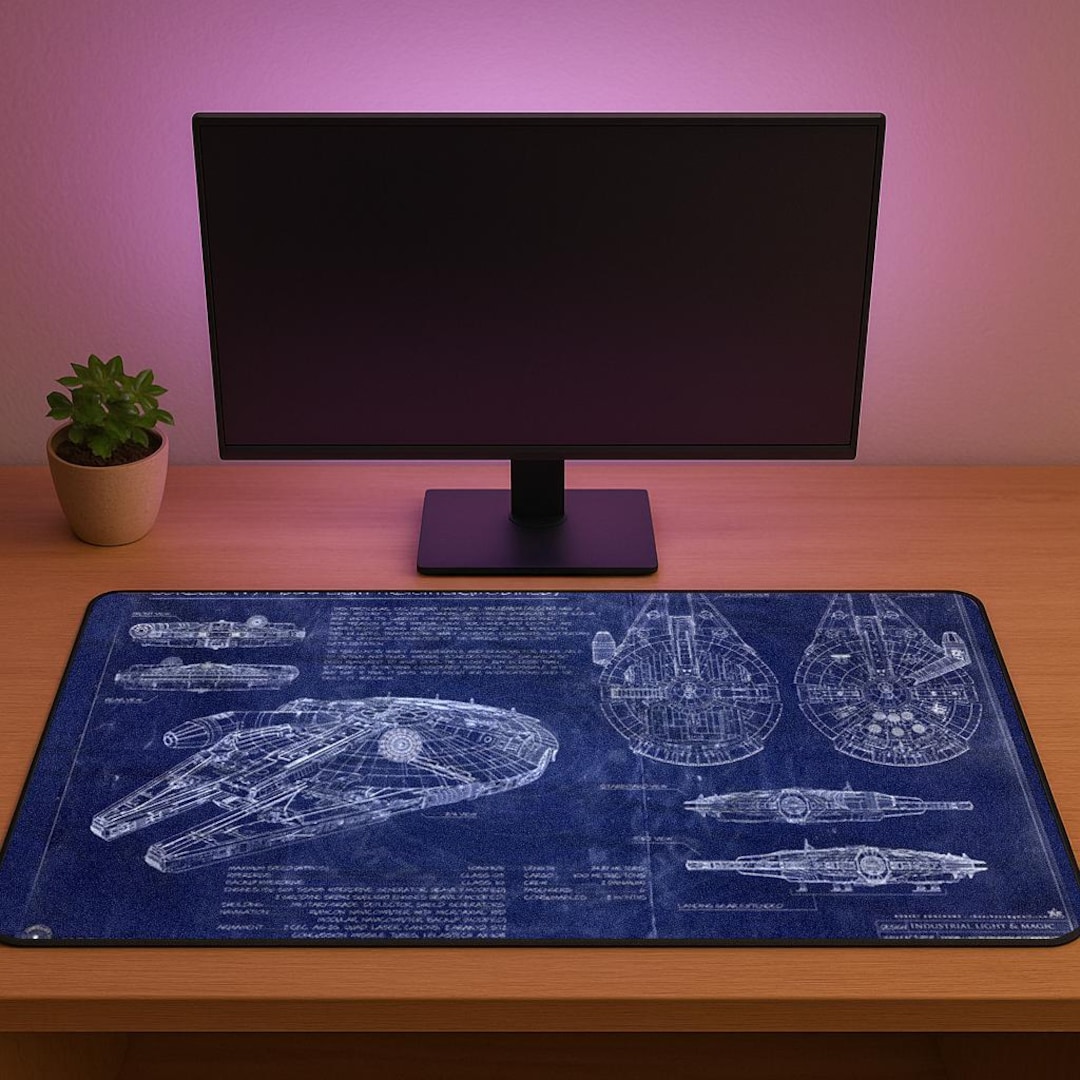 Millennium Falcon Mouse Pad: Star Wars Blueprint Desk Mat - Etsy