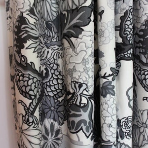 Schumacher Chiang Mai Dragon in Custom Pleated Drapes (shown in China ...
