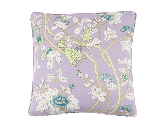 ON SALE -quadrille Happy Garden Lavender on White 306063F Pillow W/self ...