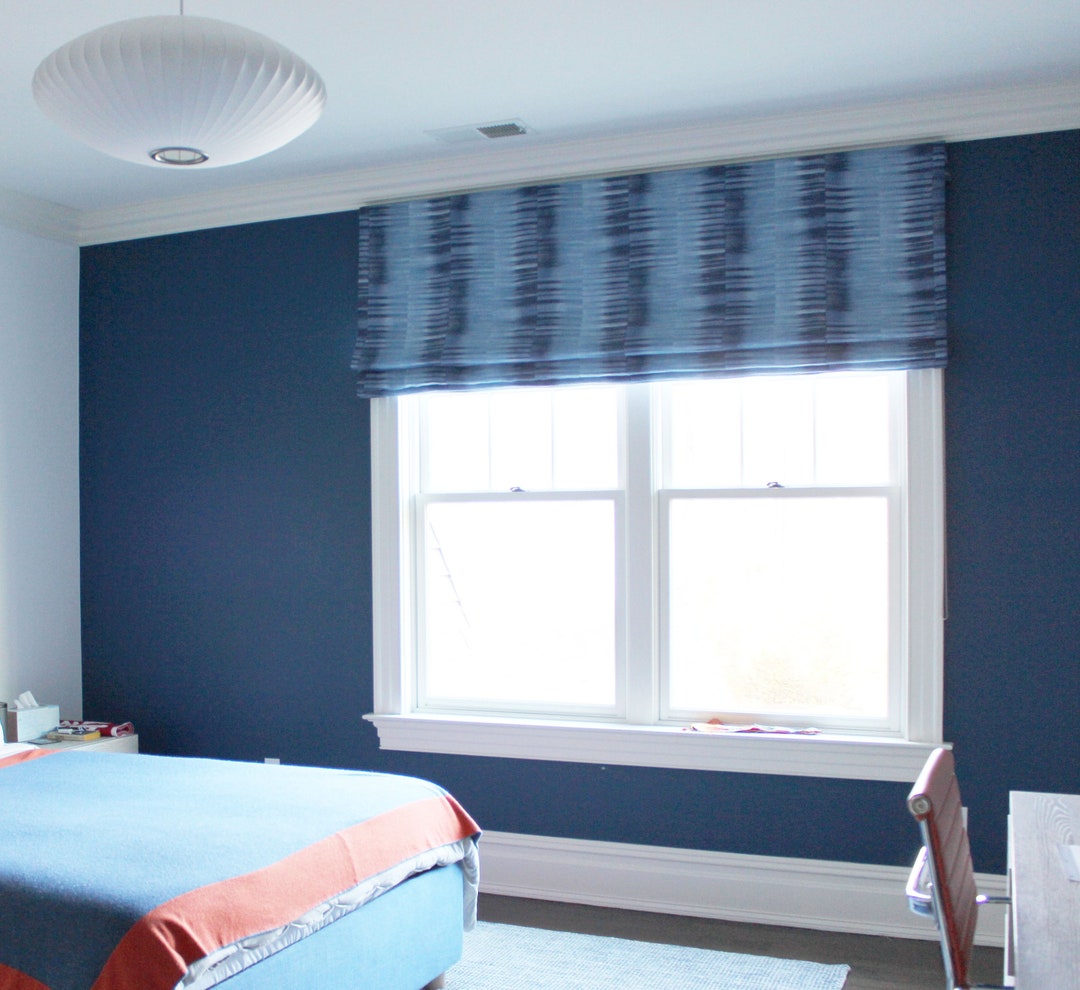 Thibaut Mekong Stripe Custom Roman Shade (shown in Navy Which is ...