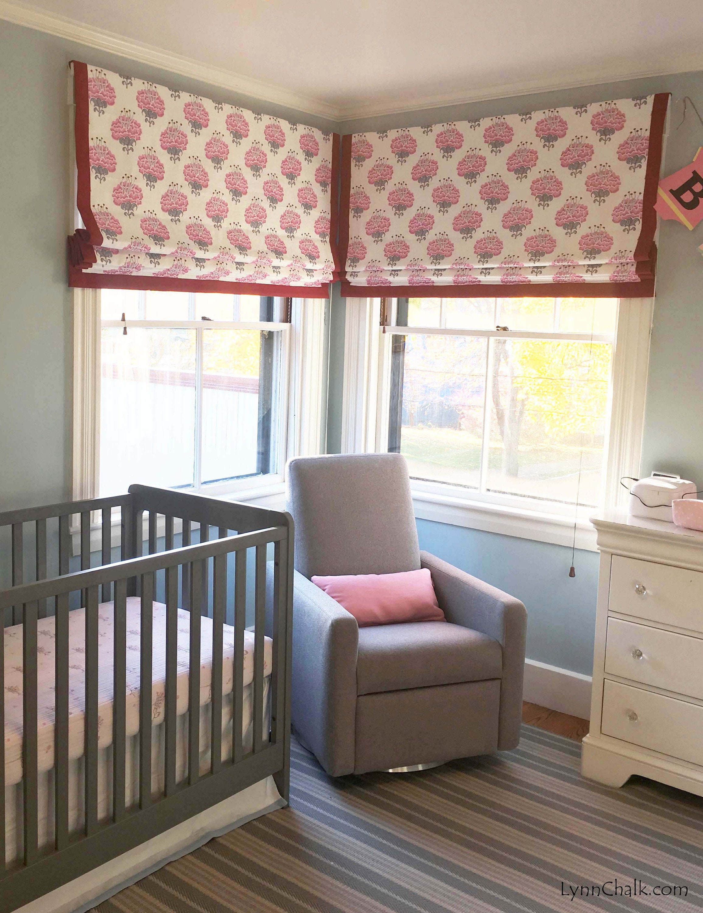 Katie Ridder Peony Custom Roman Shades (shown in Raspberry With Blue ...
