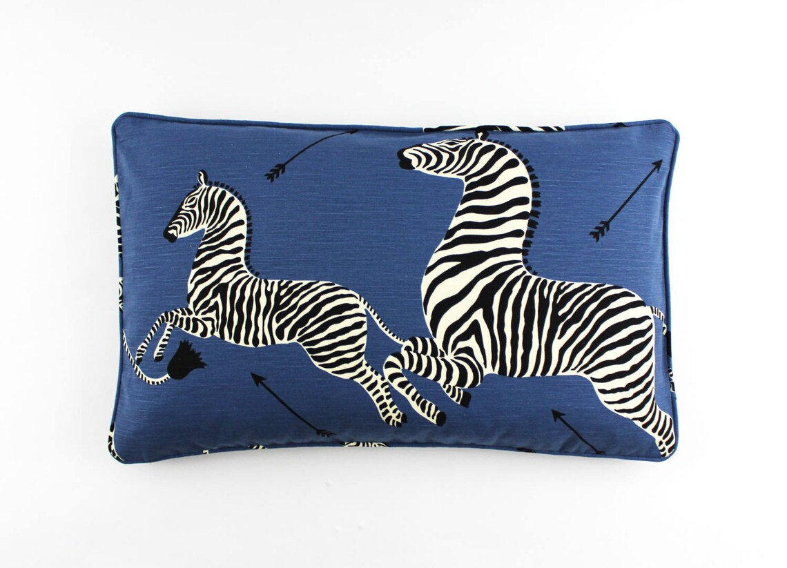 Scalamandre Zebras Pillow shown in Denim-comes in Other - Etsy