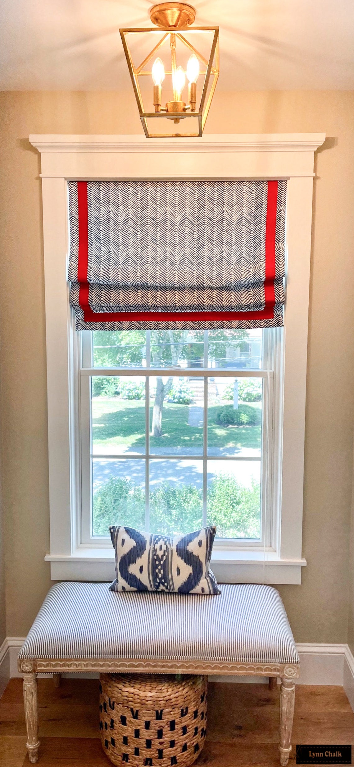 Quadrille Alan Campbell Petite Zig Zag Custom Roman Shade (shown in ...