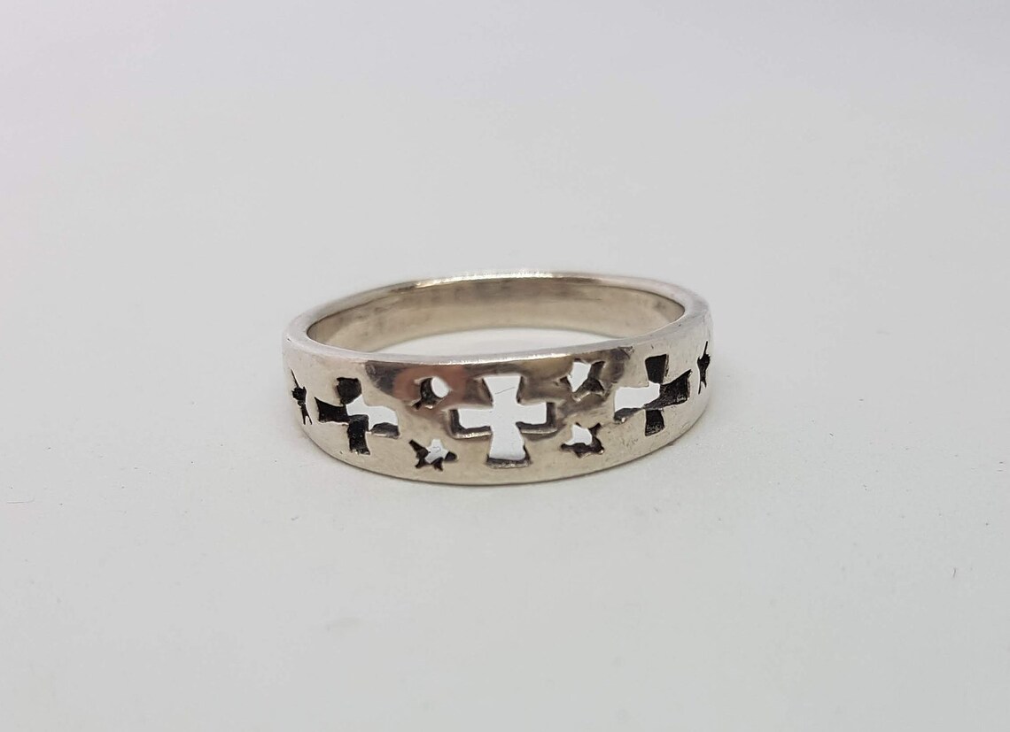 Sterling Silver Cross Ring - Etsy