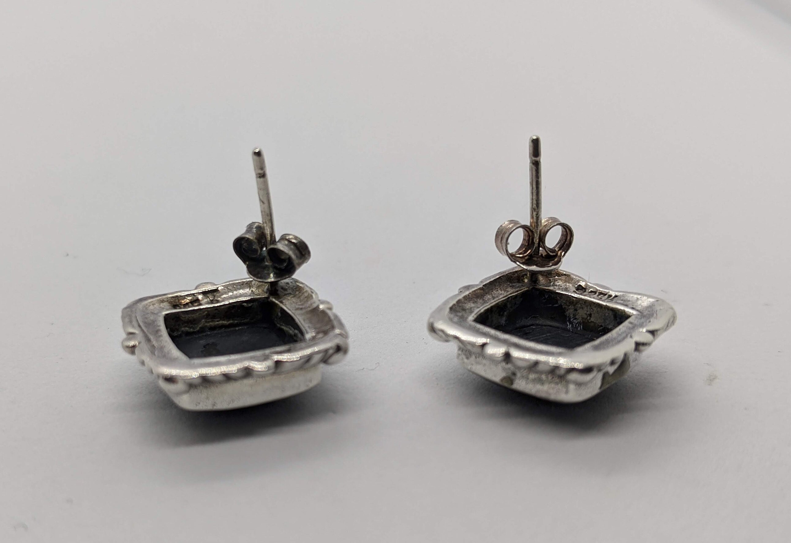 Sterling Silver Black Onyx Post Back Earrings 2 3 Inches Etsy