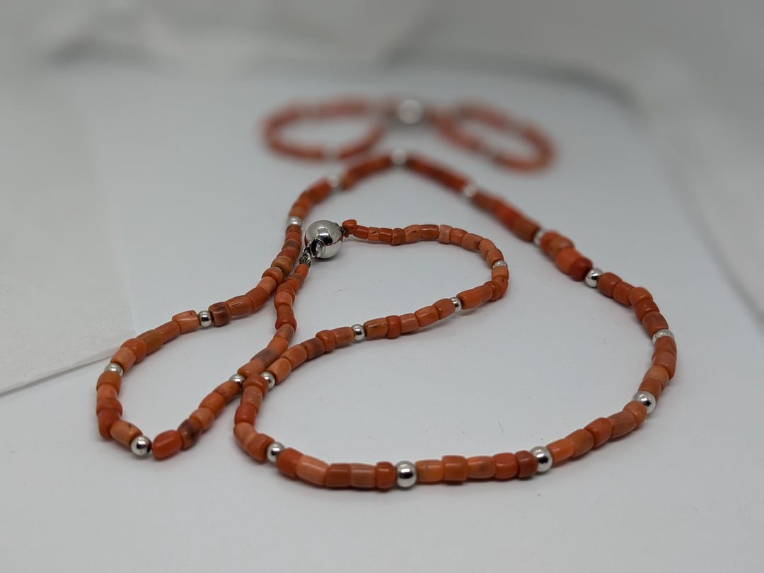 Vintage Genuine Coral Necklace and Bracelet Set - Etsy