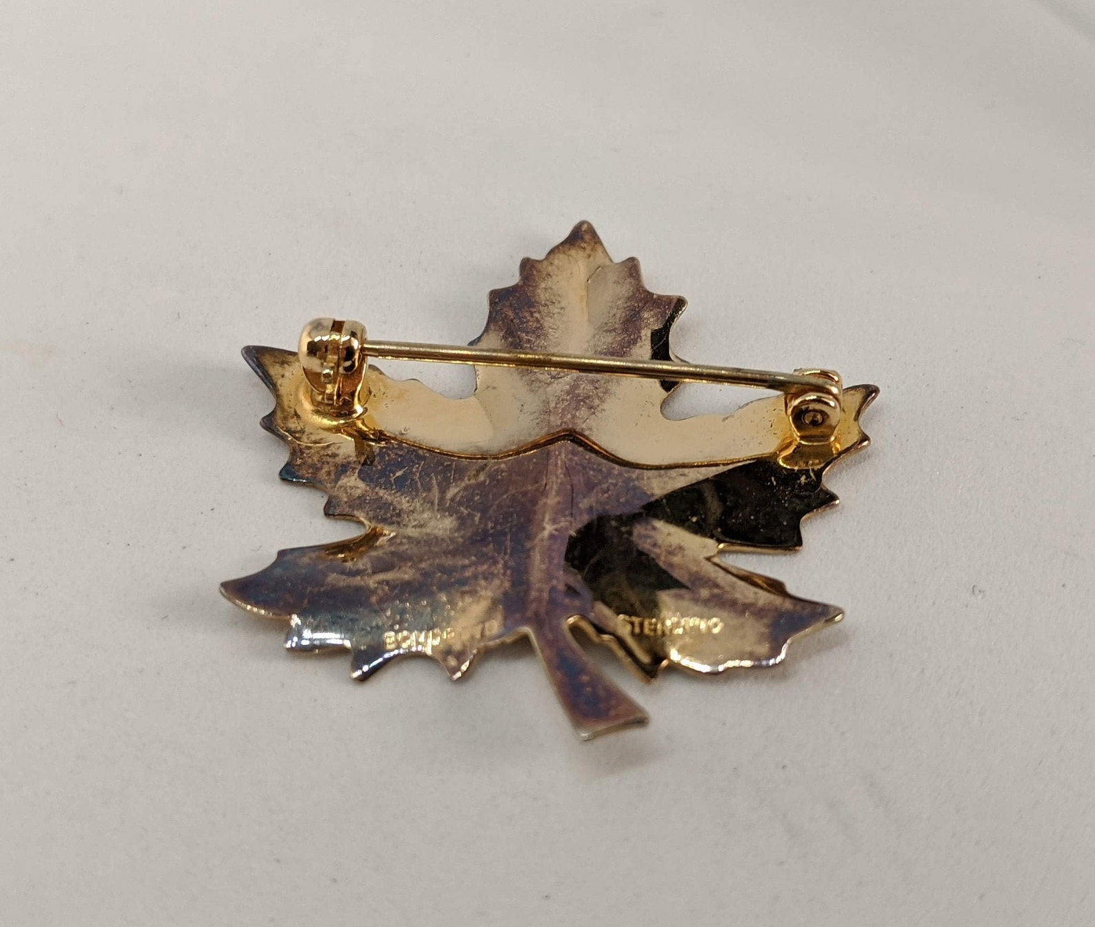 Vintage Gold Over Sterling Silver Maple Leaf Brooch 1 5 Inches Etsy