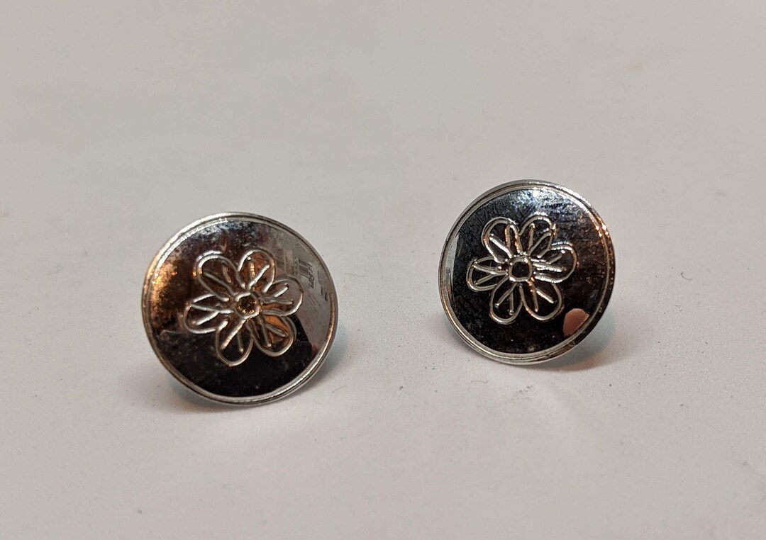 Forstner Sterling Silver Floral Engraved Earrings Studs for Pierced ...