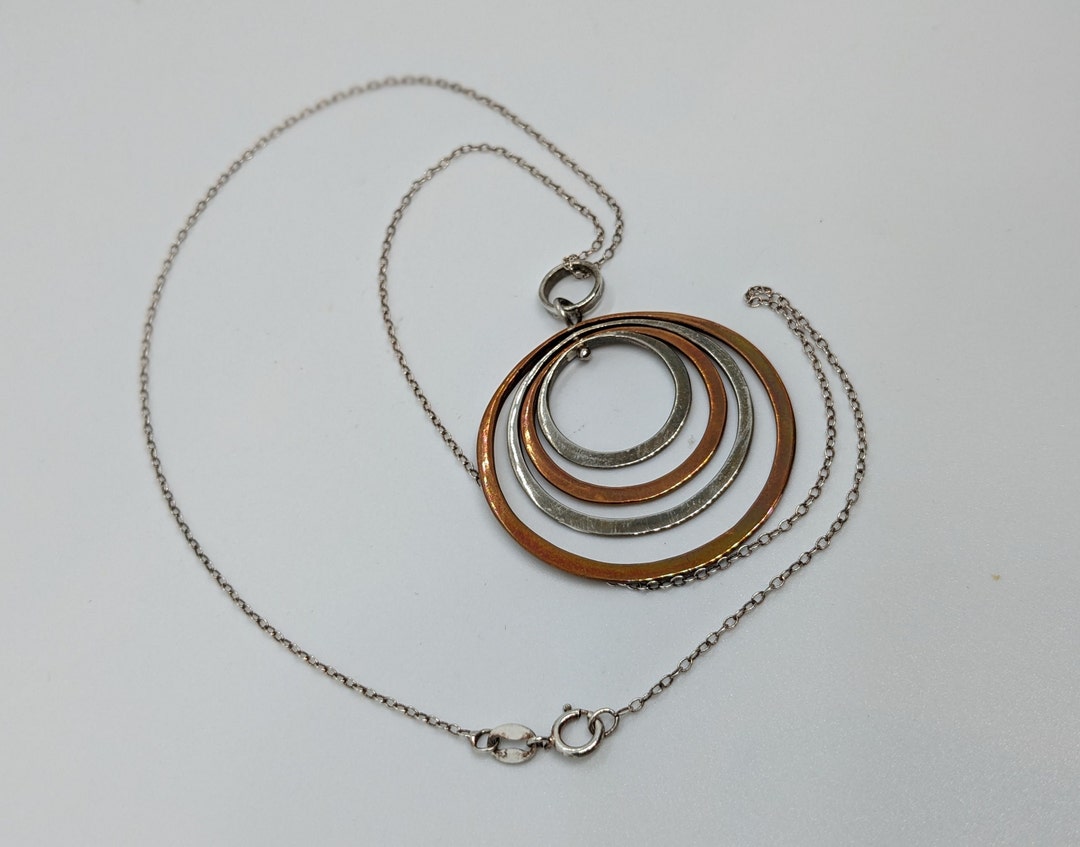 Sterling Silver and Copper Vintage Mexico Chain and Pendant 18 Inches ...