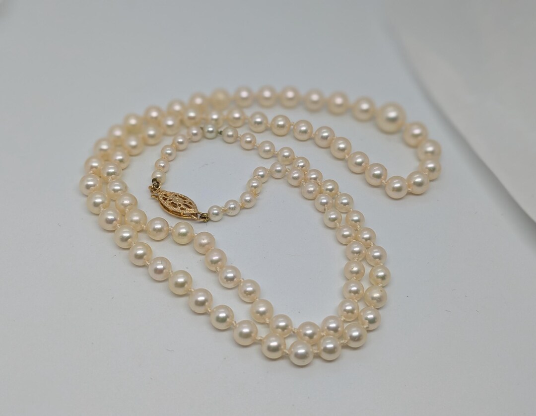 Vintage Pearl 14K Gold Clasp Necklace 20 Inches - Etsy