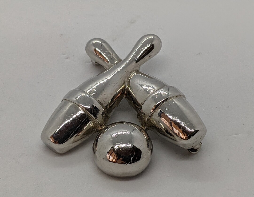 Vintage Coro Bowling Themed Brooch Silver Tone Bowling Ball and Pins - Etsy